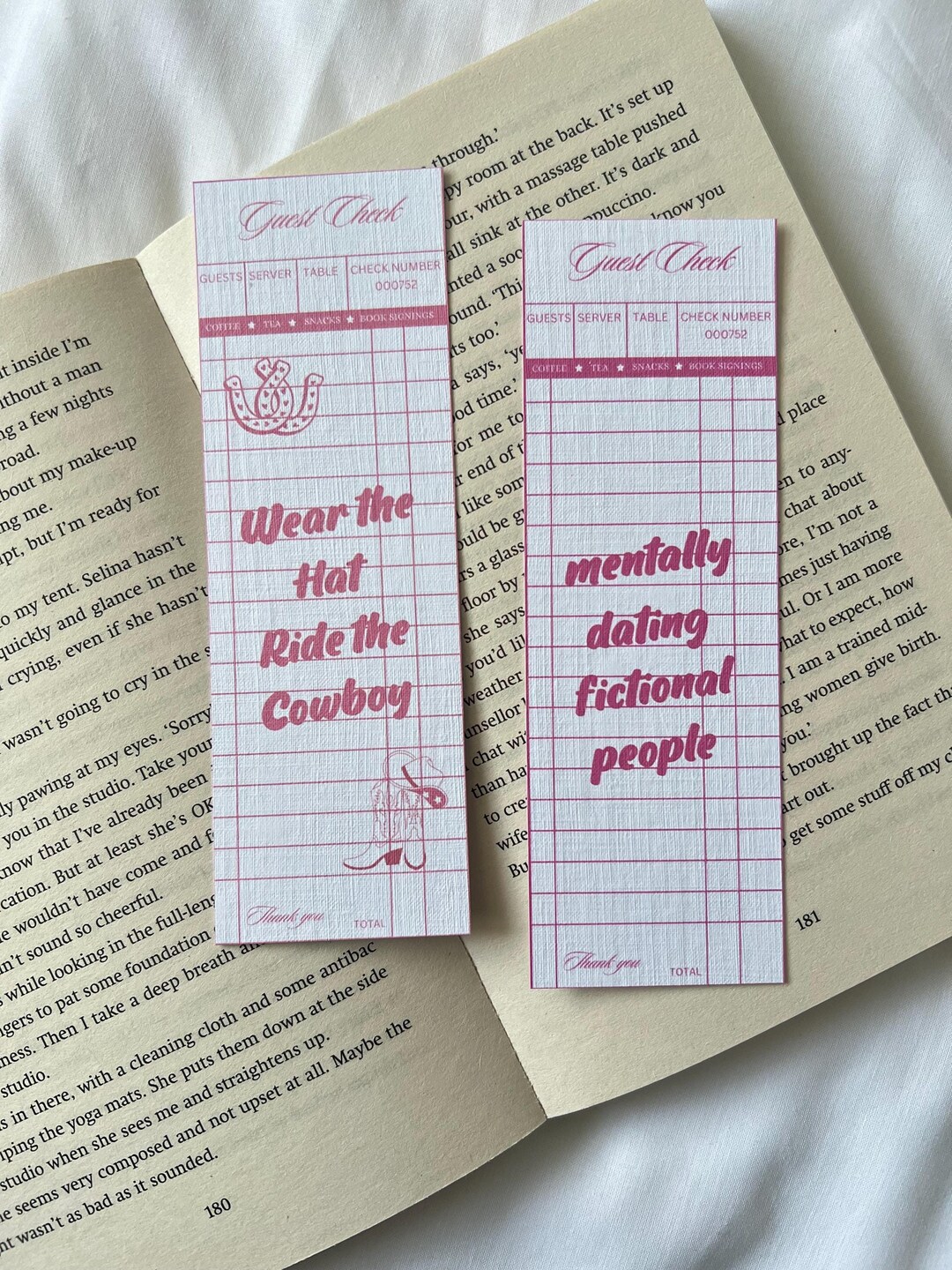 Guest Check Bookmarks | Cowboy Western Bookmarks | Bookish Gift ...
