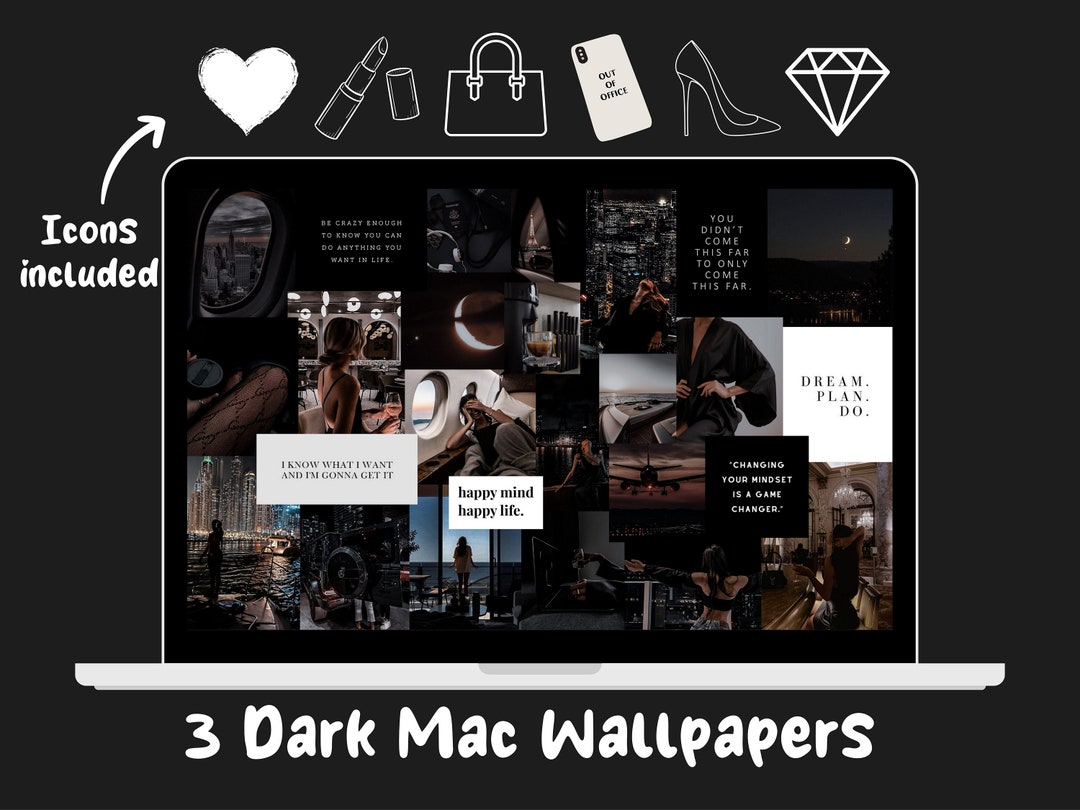 Dark MacBook Wallpapers & Icons | 13 Inch | Vision Board | Collage ...