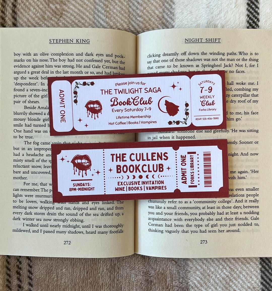 Vampire Bookmarks Fantasy Bookmarks Bookish Gift Bookmark Ticket ...