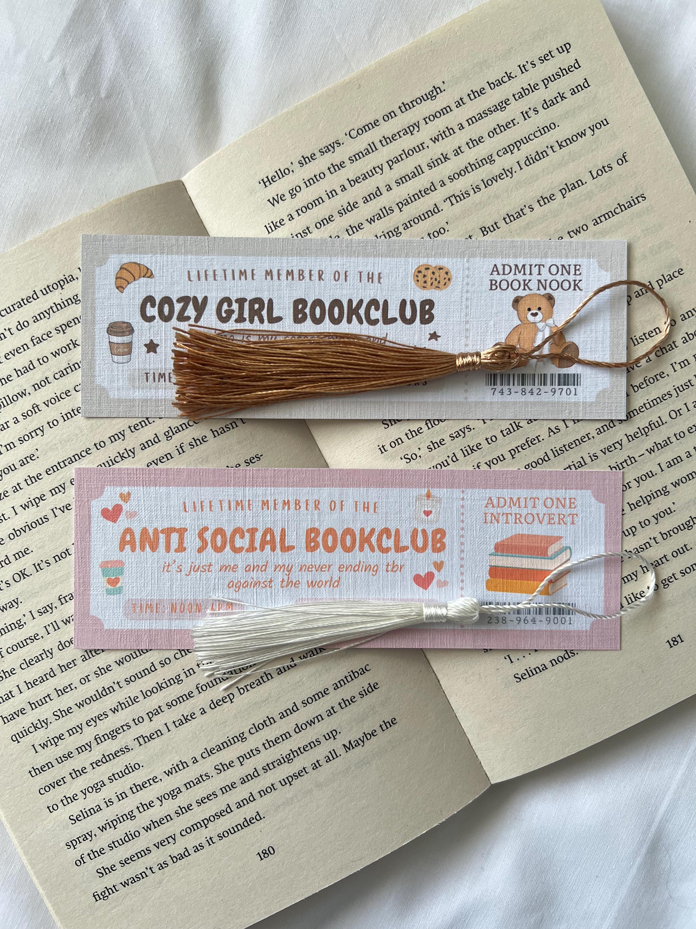 Cozy Girl & Anti Social Bookmarks | Teddy Bear Bookmarks | Bookish Gift ...