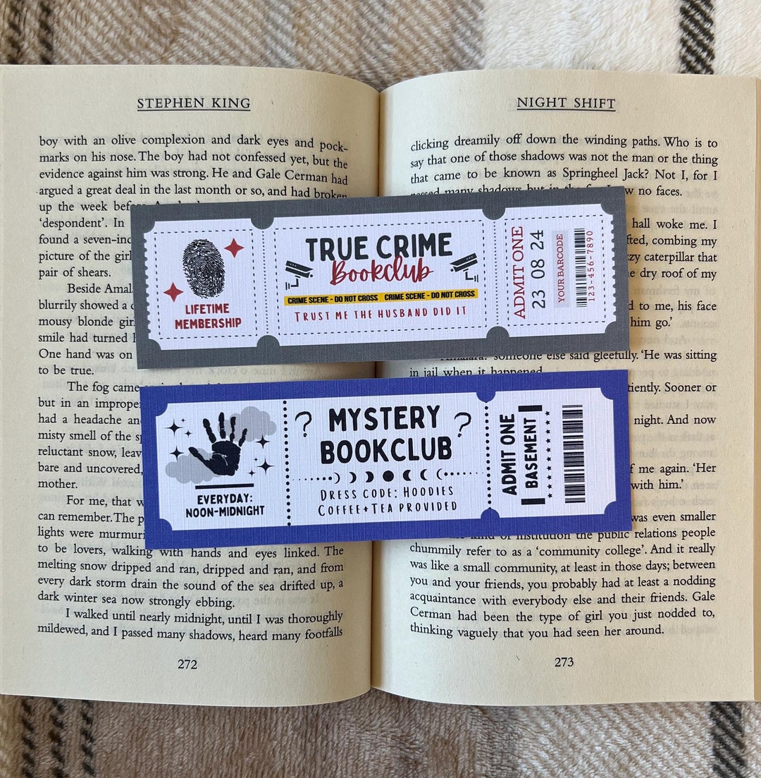 True Crime and Mystery Bookmarks Thriller Bookmarks Bookish Gift ...