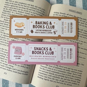Baking and Snacks Bookmarks Cozy Bookmarks Bookish Gift Bookmark Ticket ...