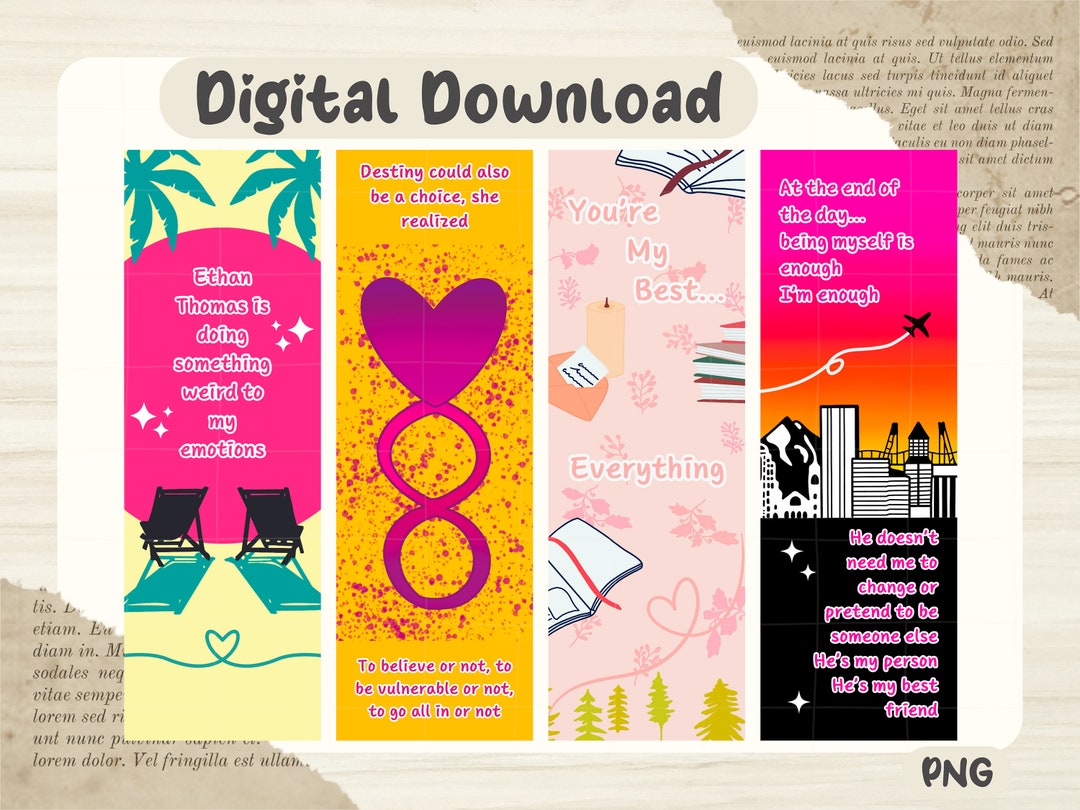 C.L Romance Bookmark Designs | PNG File | Printable Bookmarks | Digital ...