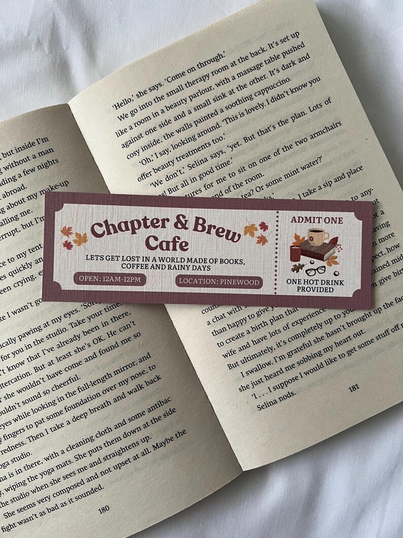 Book Lovers Bakery and Chapter & Brew Cafe Bookmarks | Bookish Gift ...