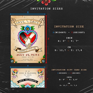 Custom Oldschool Invitation + Free Motto Card - Etsy