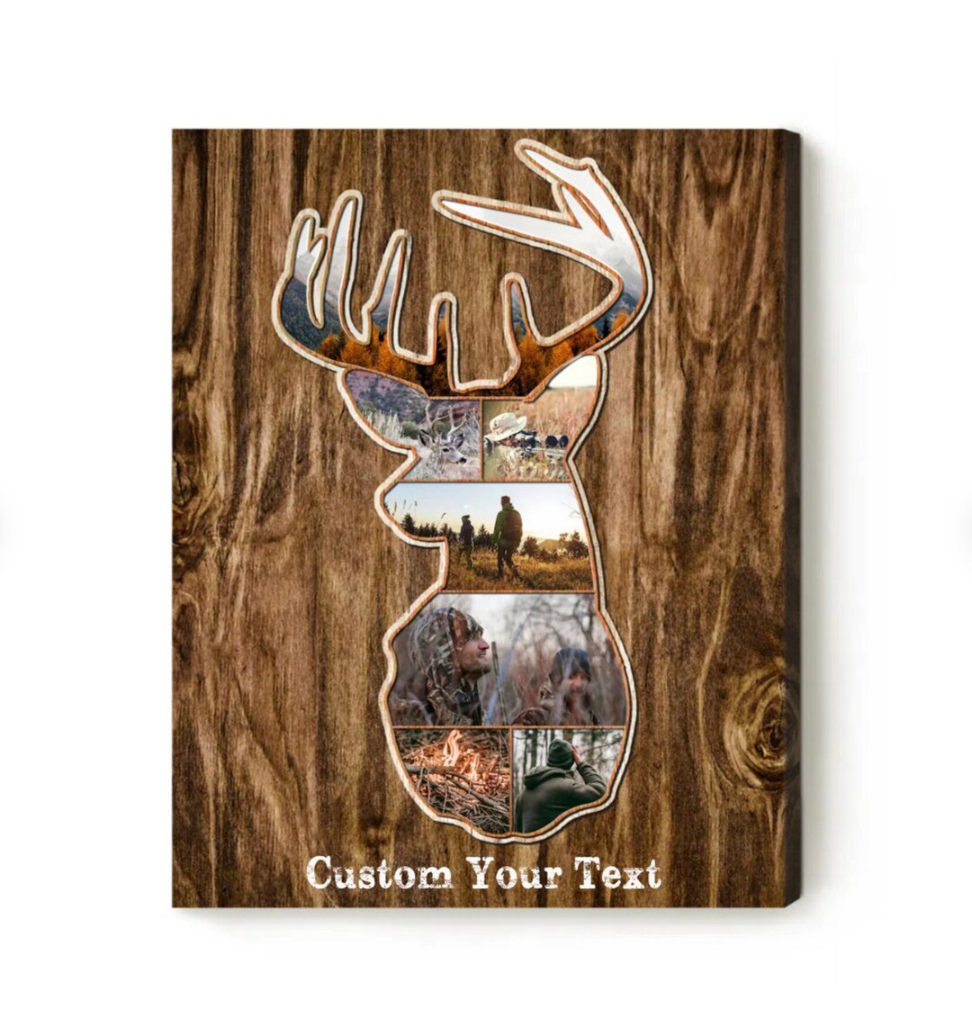 Personalized Deer Hunting Photo Collage Canvas, Father's Day Gifts for ...