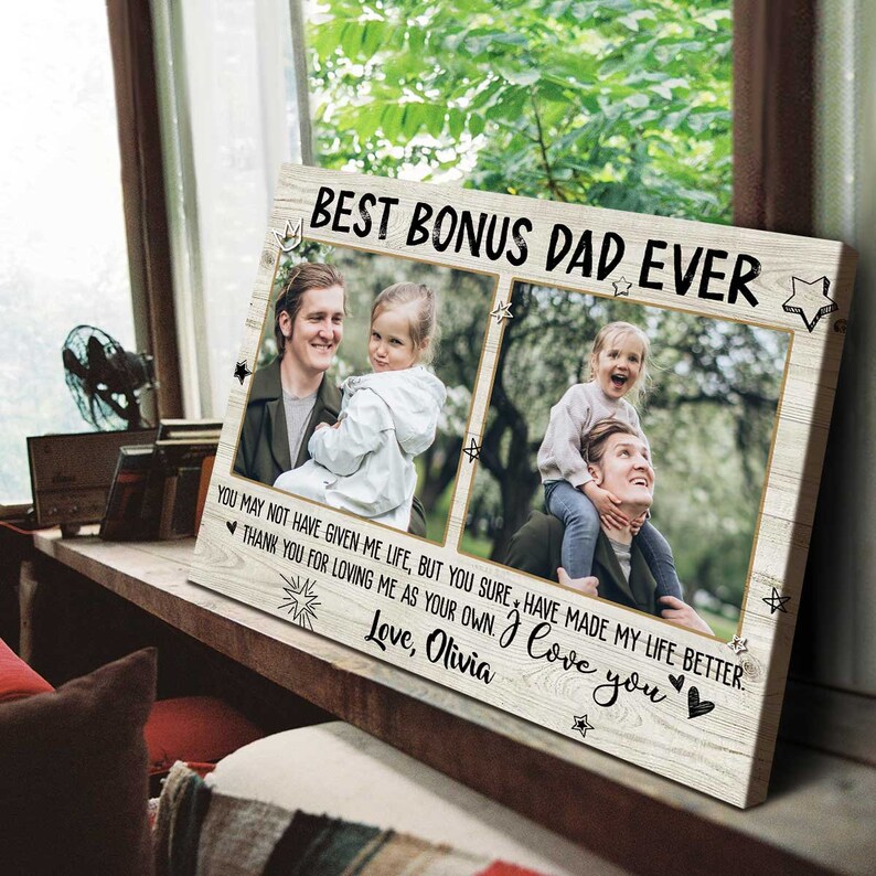Personalized Bonus Dad Photo Canvas, Father's Day Gift - Etsy