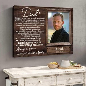 Personalized Memorial Gift for Loss of Father, Memorial Canvas for Dad ...