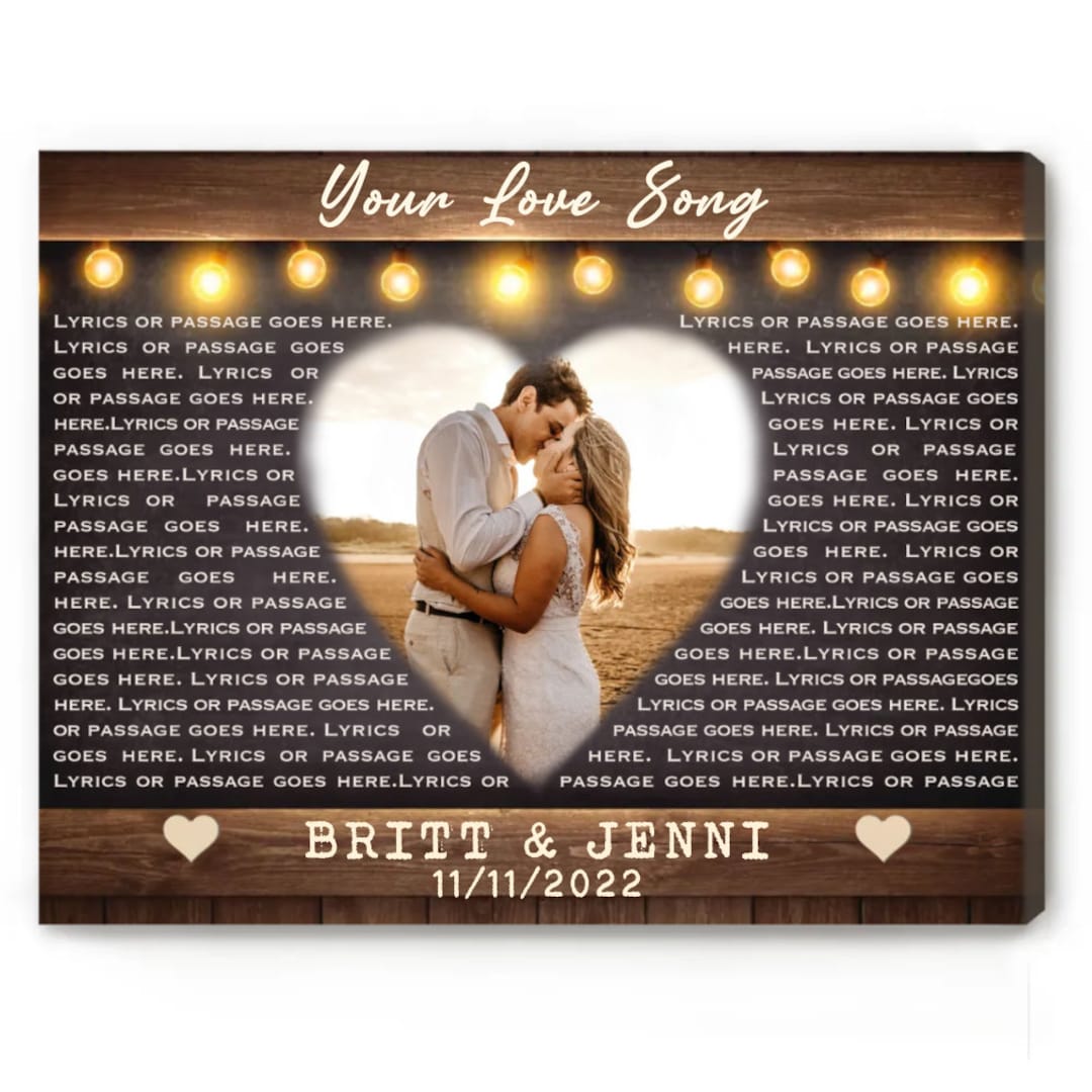 Personalized Song Lyris With Photo Canvas, Wedding Gifts for Couple ...