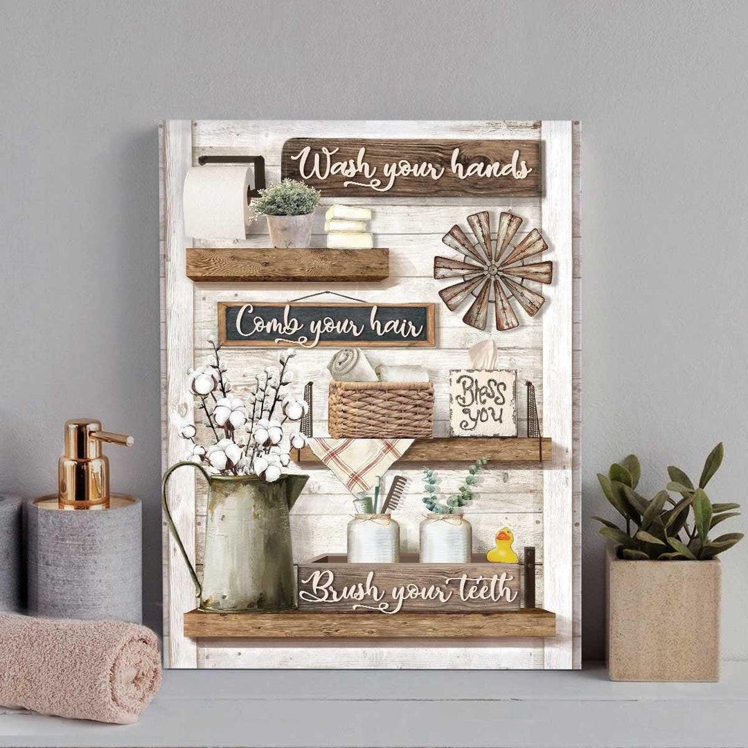 Farmhouse Bathroom Sign, Bathroom Wall Decor, Kids Bathroom Wall Art ...