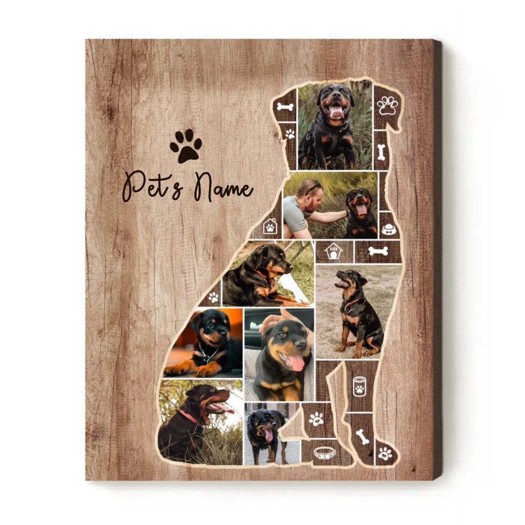 Personalized Rottweiler Photo Collage Canvas: Unique Dog Lover Gift - Etsy