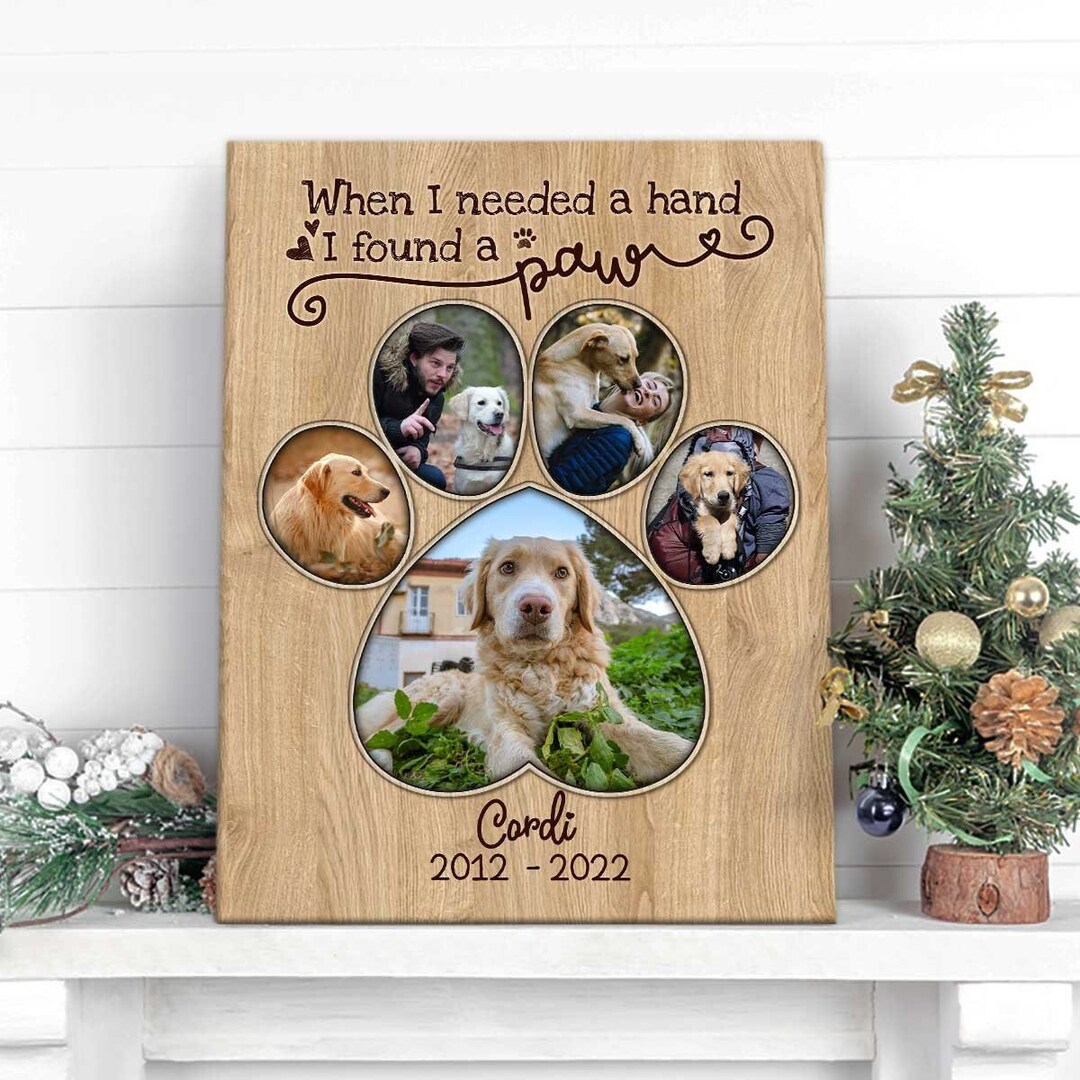 Personalized Paw Print Photo Collage Canvas: Pet Memorial Gift - Etsy