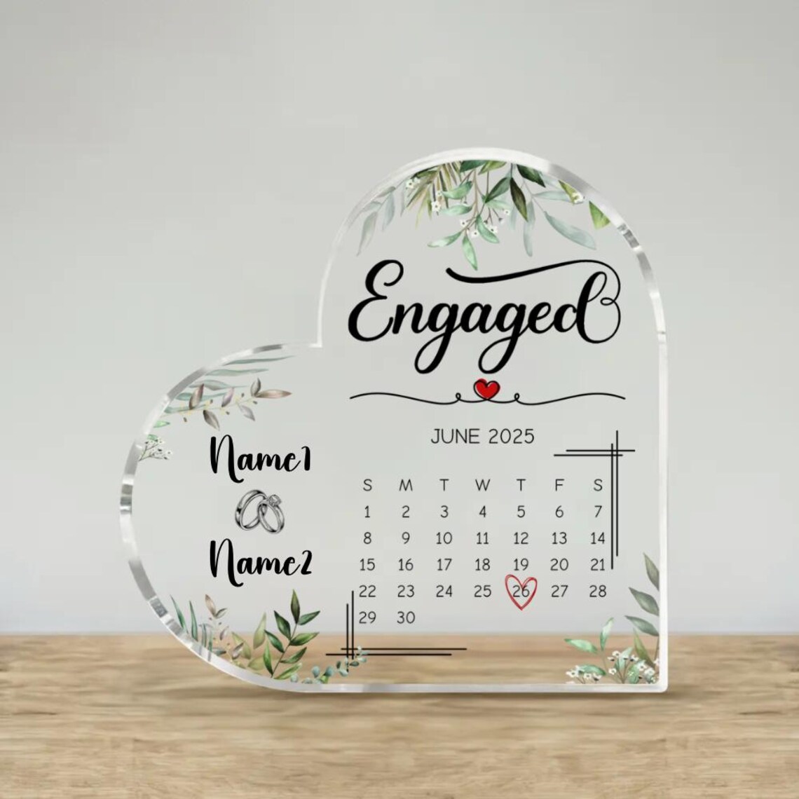 Personalized Engagement Calendar Acrylic Plaque: Engaged Gift for ...