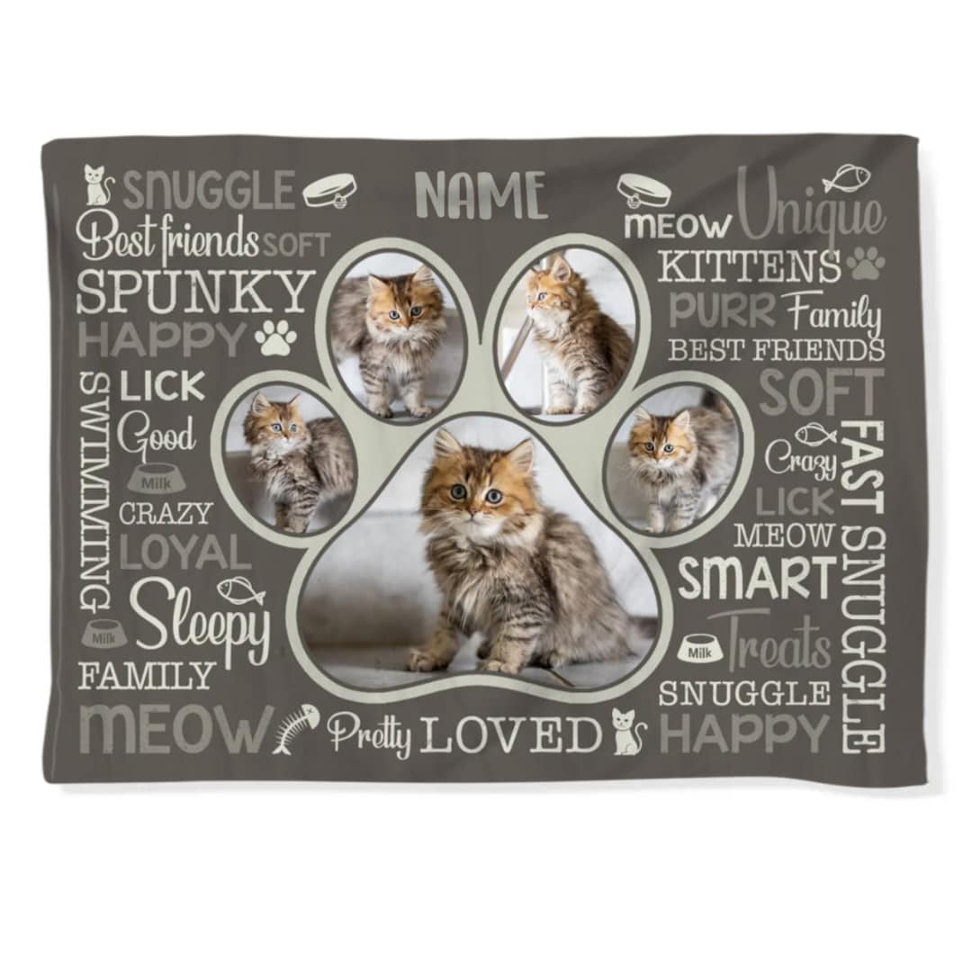 Personalized Cat Photo Collage Blanket: Gifts for Cat Lovers - Etsy