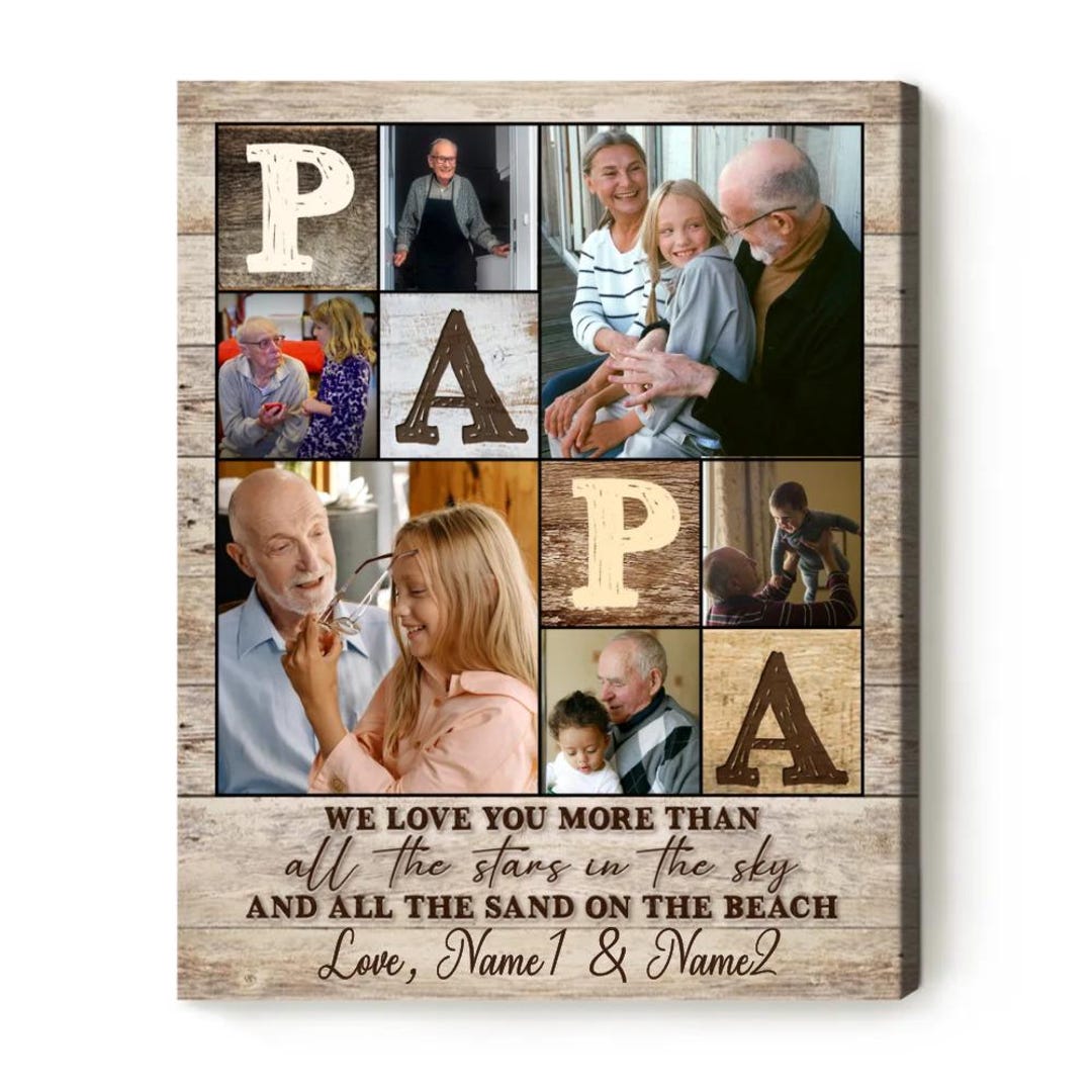 Papa Photo Collage, Personalized Grandpa Gift, Papa Photo Print, Gramps ...