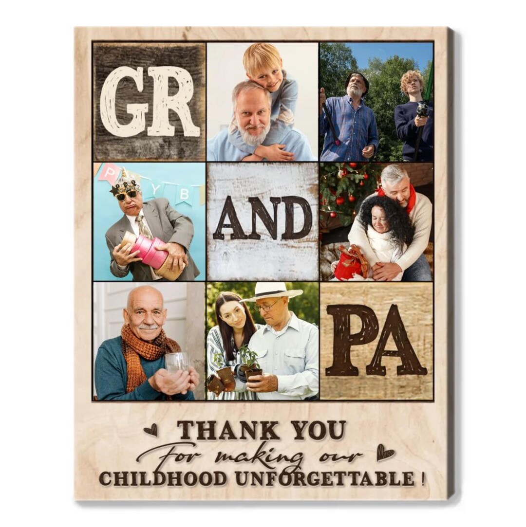 Custom Grandpa Photo Collage, Grandpa Birthday Gifts From Grandkids ...