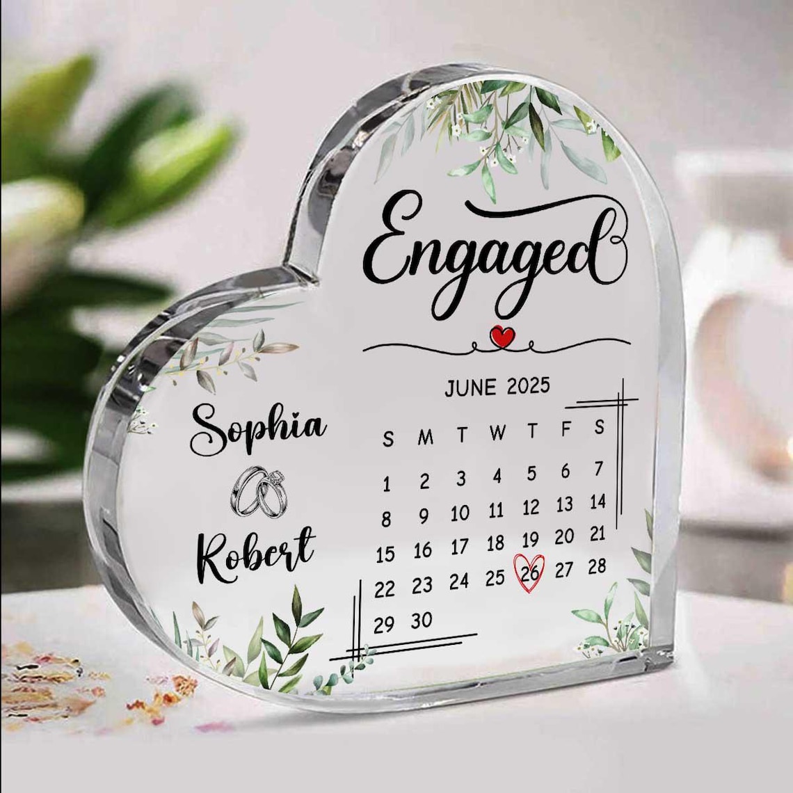 Personalized Engagement Calendar Acrylic Plaque: Engaged Gift for ...