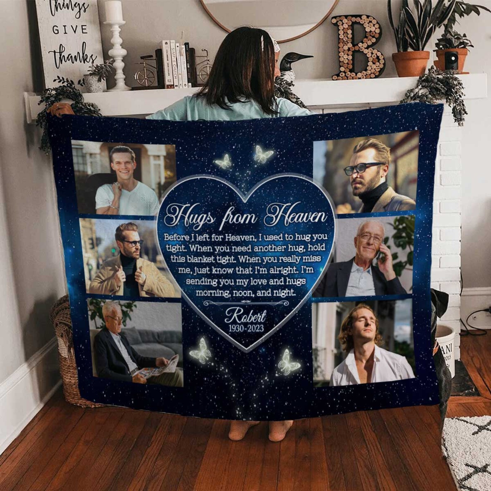 Personalized Photo Memorial Blanket: Hugs From Heaven Gift - Etsy