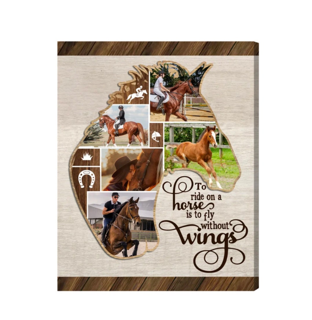 Custom Horse Photo Collage Canvas, Horse Head Wall Art, Christmas Gifts ...