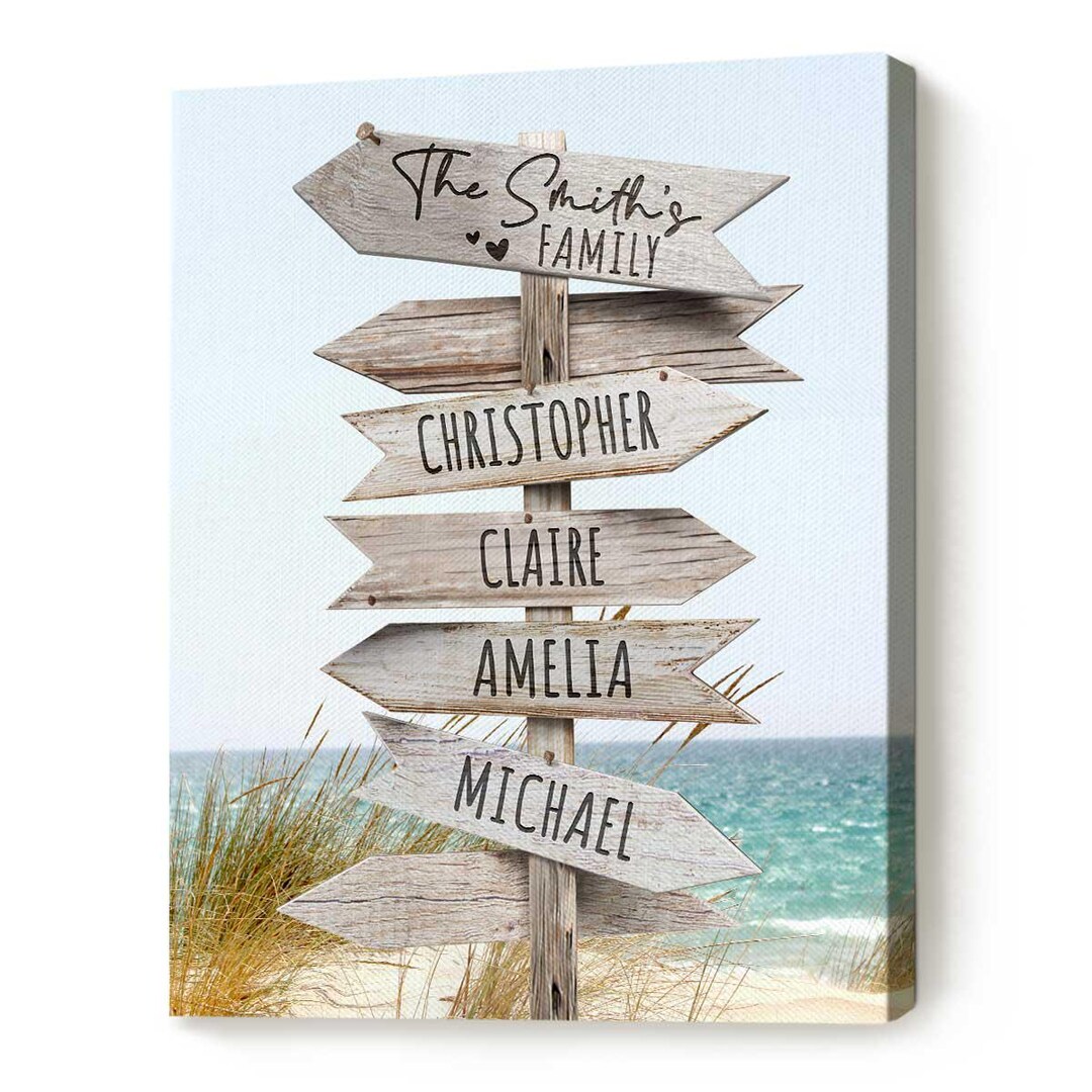 Personalized Beach Sign Canvas: Family Name, Coastal Decor - Etsy