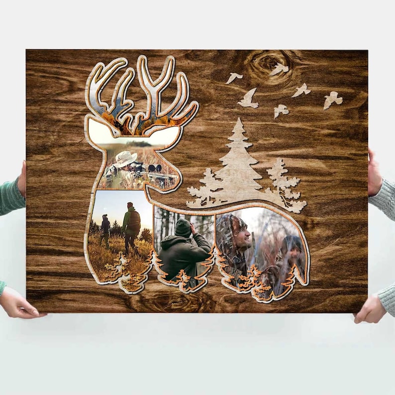 Personalized Deer Hunting Photo Collage Canvas: Hunting Gifts for Him ...