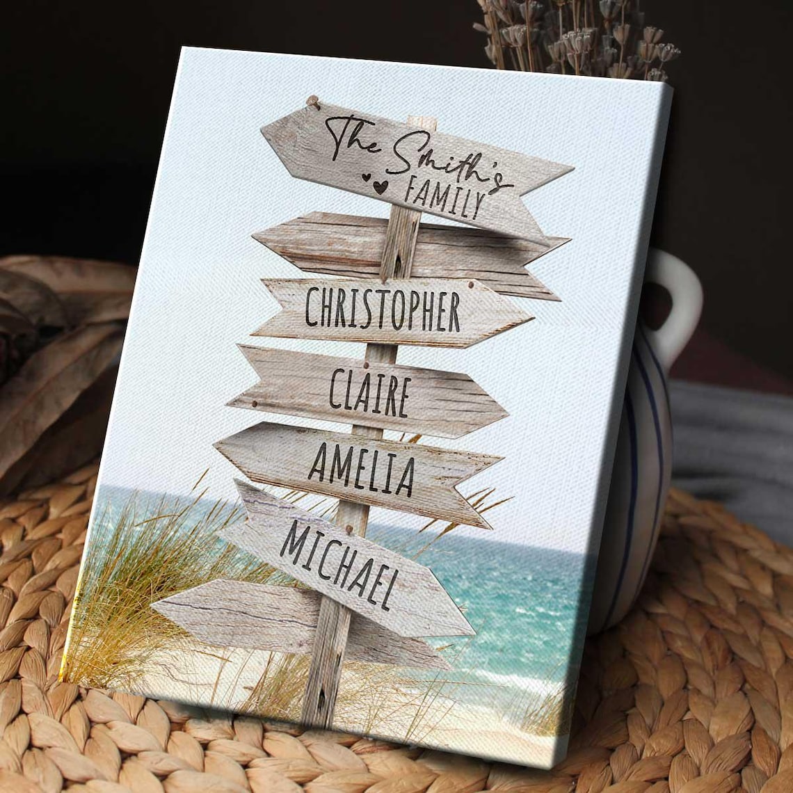 Personalized Beach Sign Canvas: Family Name, Coastal Decor - Etsy