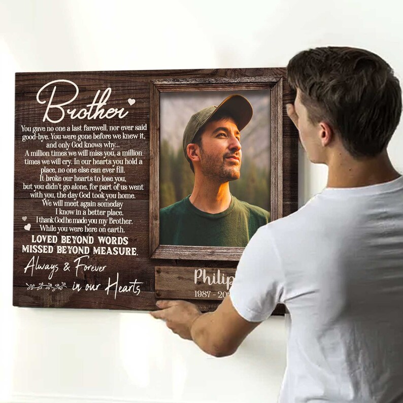 Personalized Brother Photo Memorial Canvas: Sympathy Gift for Loss of ...