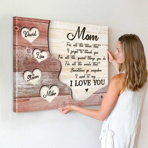 Gifts for Mom I Love You Canvas, Personalized Mother's Day Gift for ...