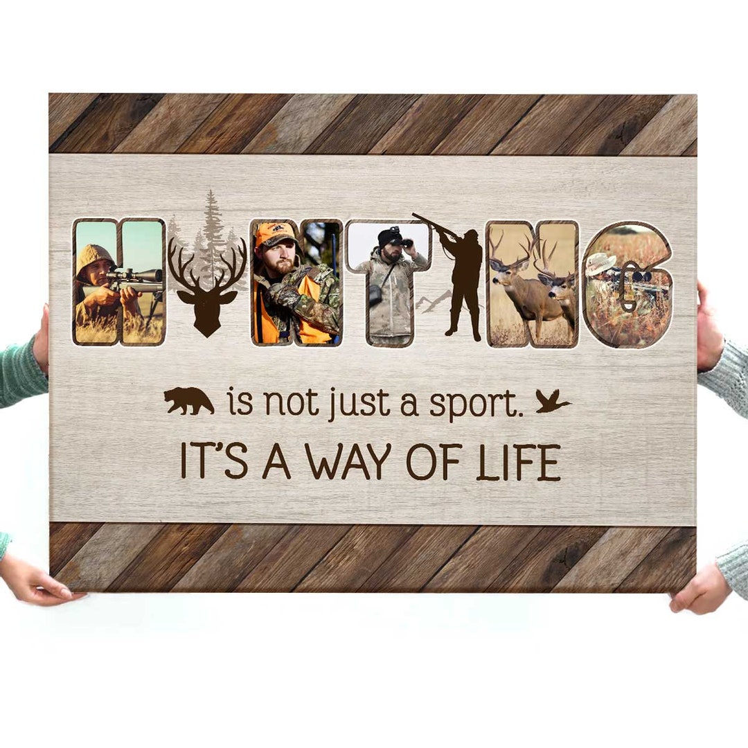 Hunting Photo Collage Canvas, Hunting Dad Christmas Gifts, Deer Hunting ...