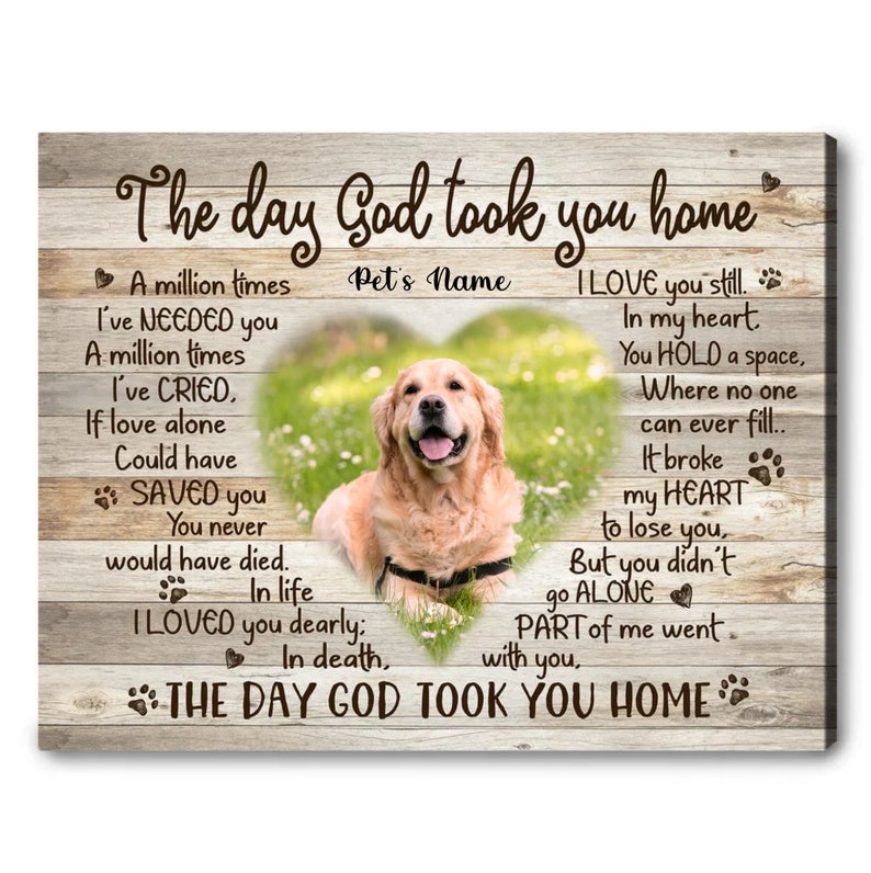 Custom Photo Pet Memorial Canvas Dog Passed Away Gift Pets - Etsy