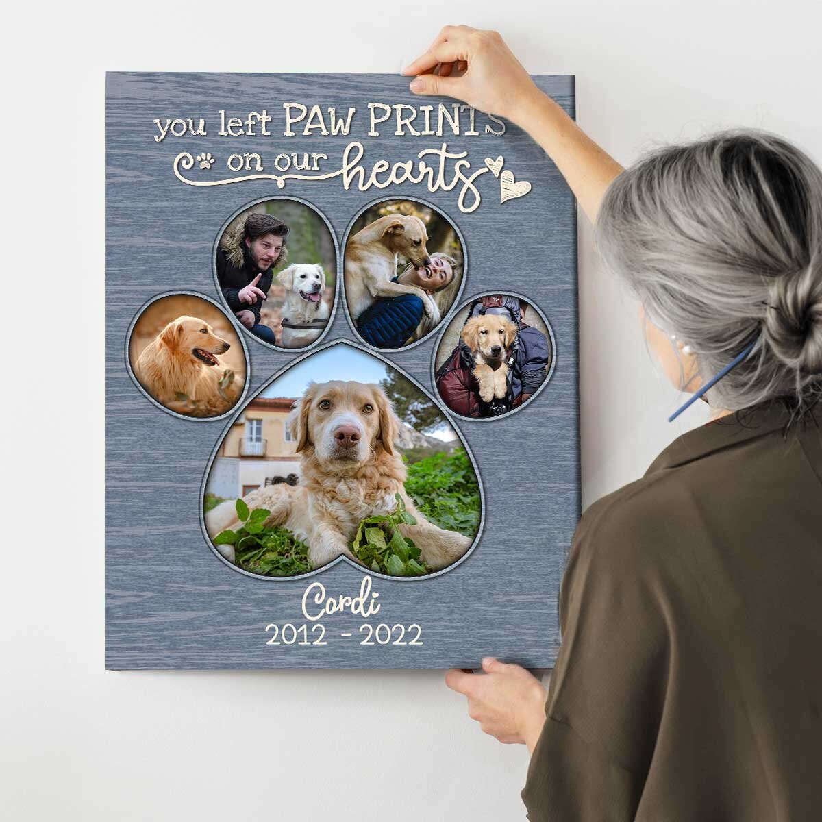 Personalized Paw Print Photo Collage Canvas: Dog Memorial Gifts - Etsy