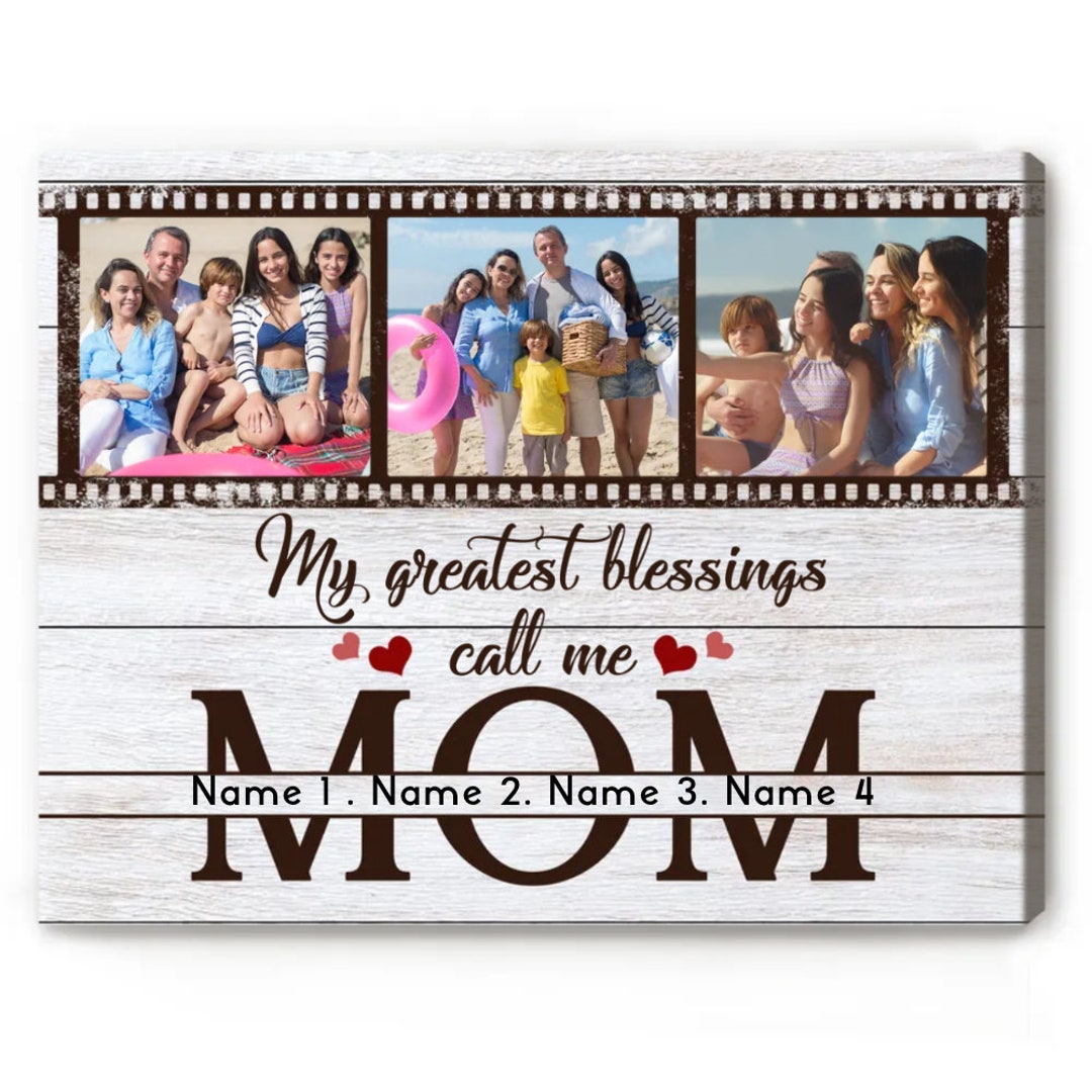 Custom Photo Gifts for Mom Canvas, Birthday Mom Gifts With Kids Name ...