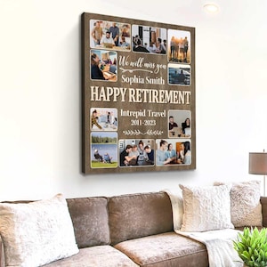 Personalized Retirement Photo Collage Canvas: Farewell Gift for ...
