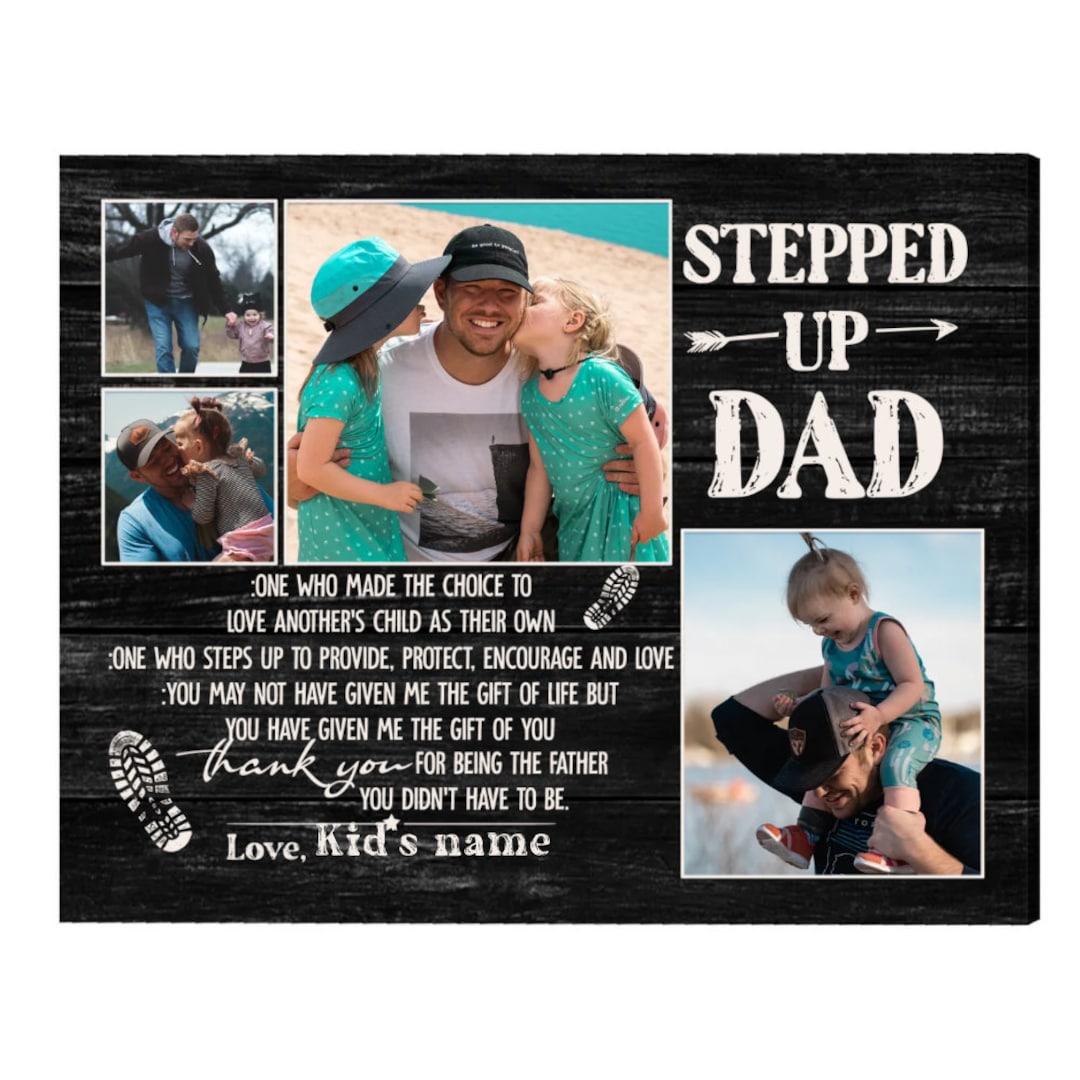 Gifts for Stepped up Dad Photo Canvas, Step Dad Fathers Day Gifts From ...