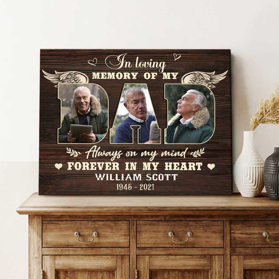 Personalized Loss of Father Canvas Memorial Frame Father - Etsy