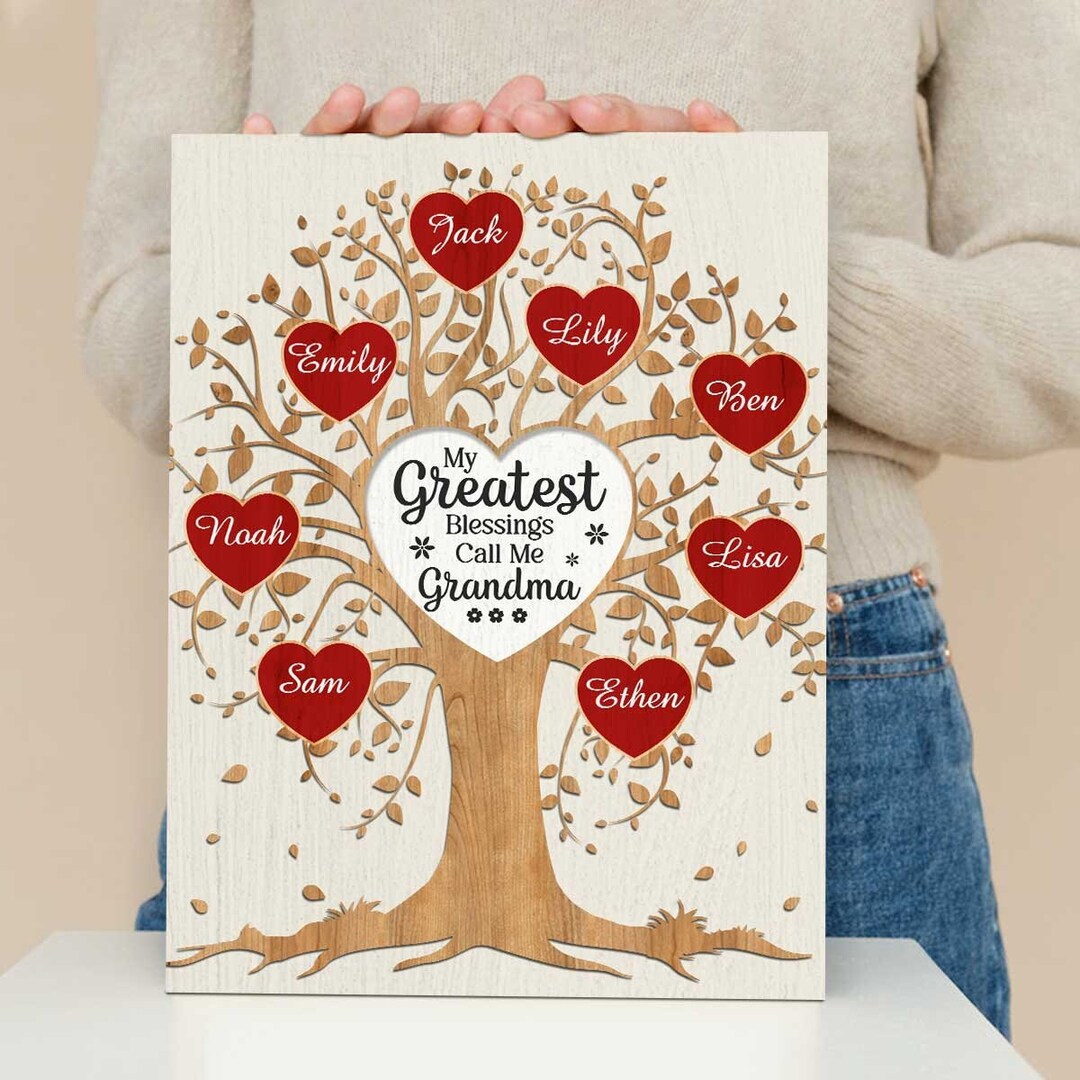 Mother's Day Gift for Grandma - Custom Grandma Tree With Grandkid Names ...