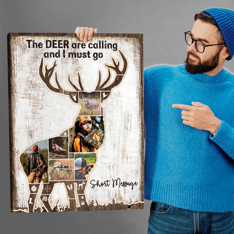 Personalized Deer Photo Collage Canvas, Hunting Gift - Etsy