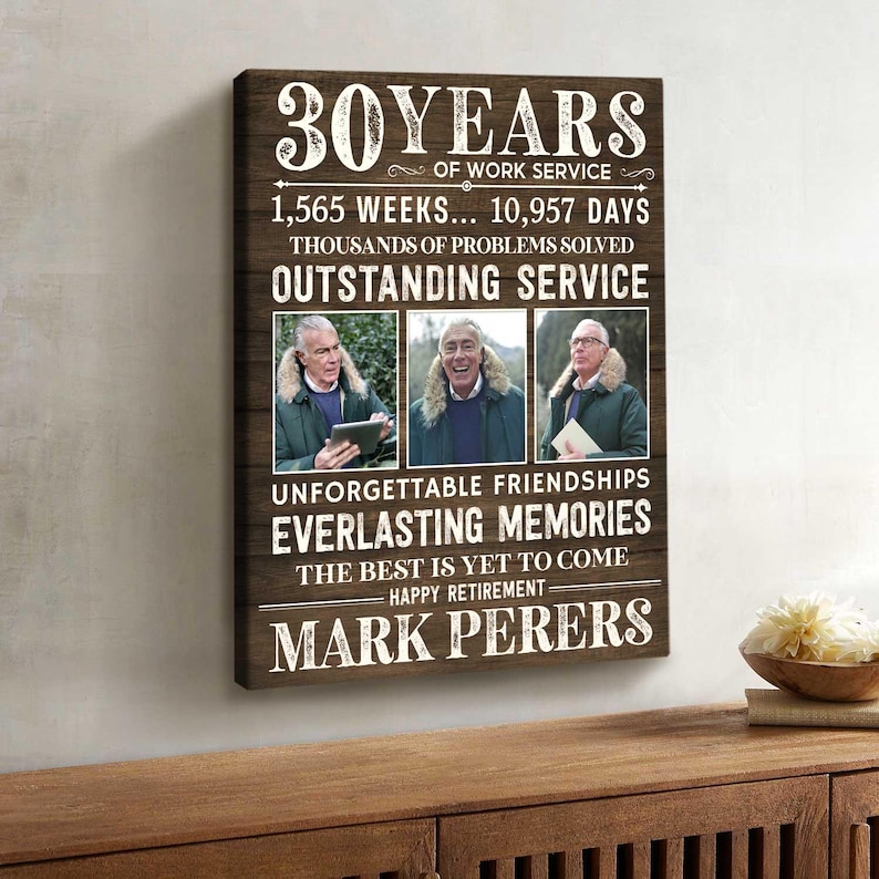 Custom Years of Work Retirement Photo Canvas, Thank You Gifts for ...