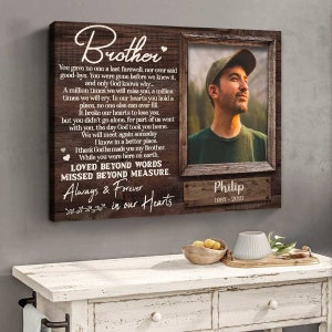 Personalized Brother Photo Memorial Canvas: Sympathy Gift for Loss of ...