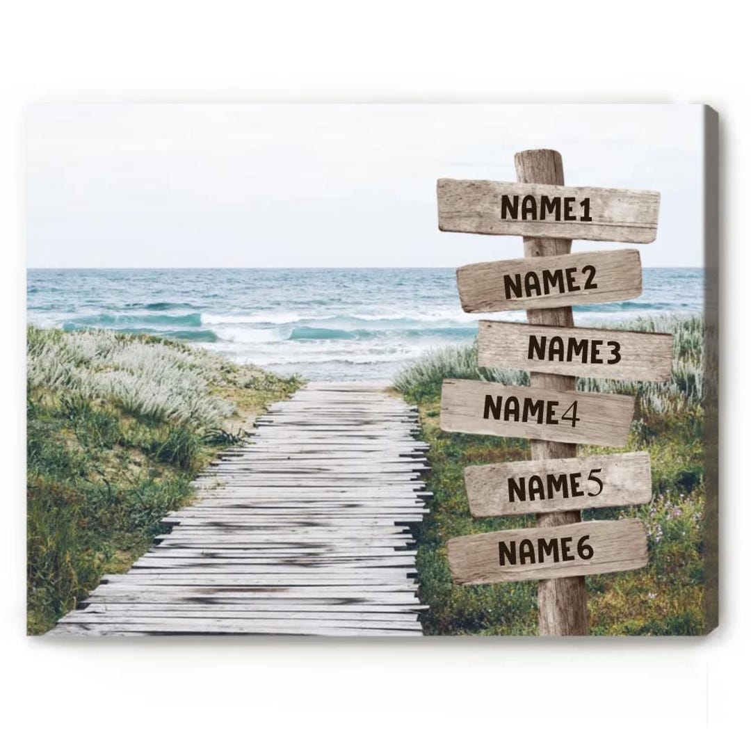 Personalized Family Street Sign Canvas With Name, Custom Name Direction ...