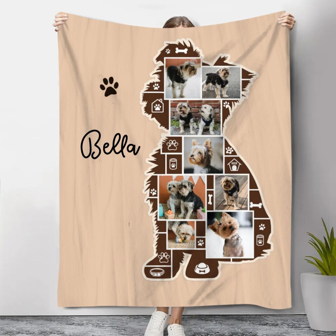 Personalized Yorkshire Terrier Photo Collage Blanket, Yorkie Photo ...