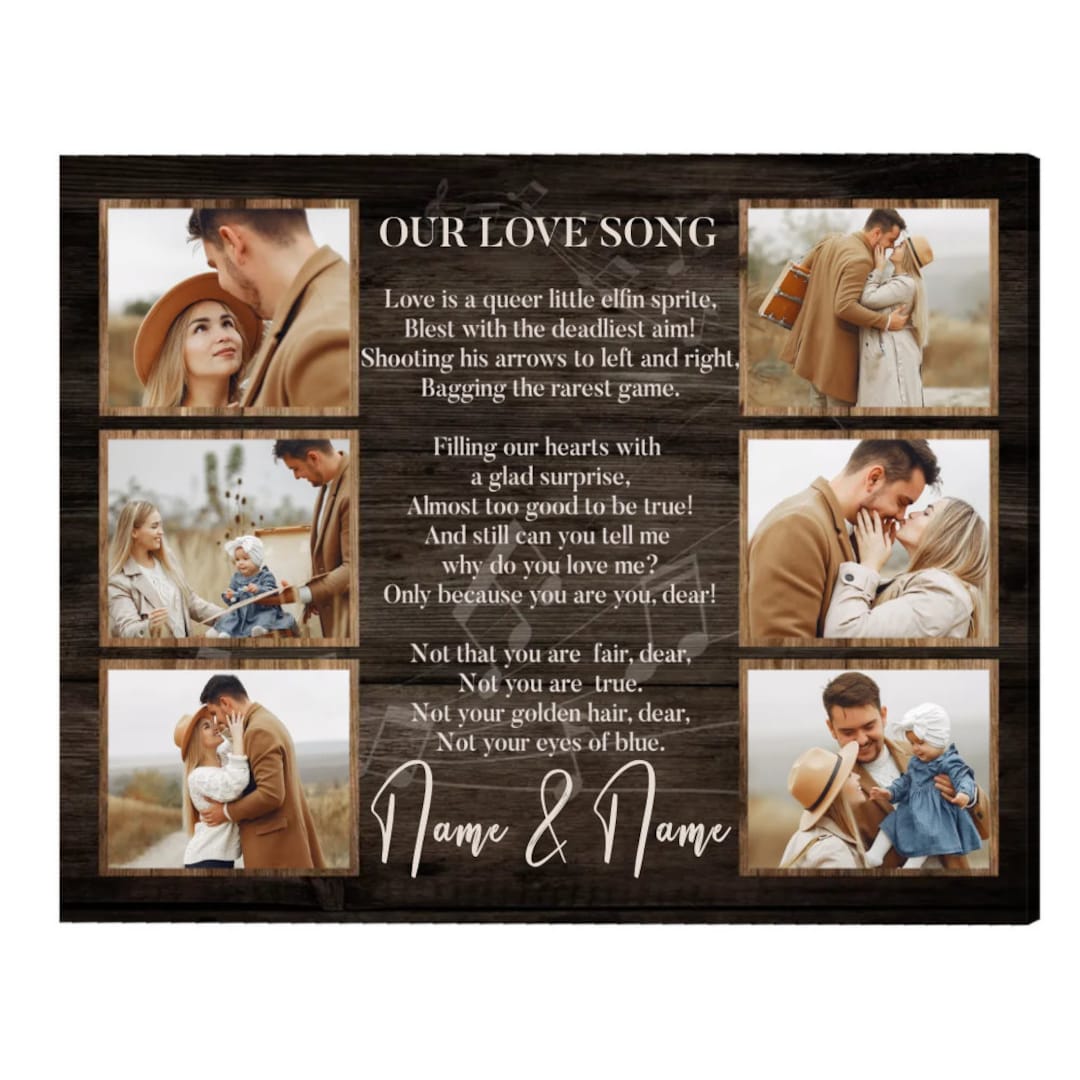 Personalized Song Lyris Photo Collage Wall Art, Wedding Gifts for ...