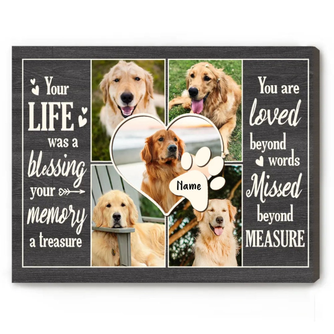 Custom Photo Pet Memorial Canvas: Dog Loss Gift, Pet Collage - Etsy