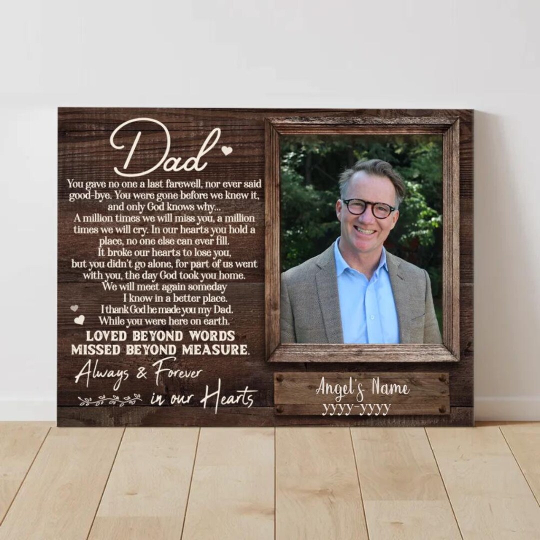 Personalized Memorial Gift for Loss of Father, Memorial Canvas for Dad ...