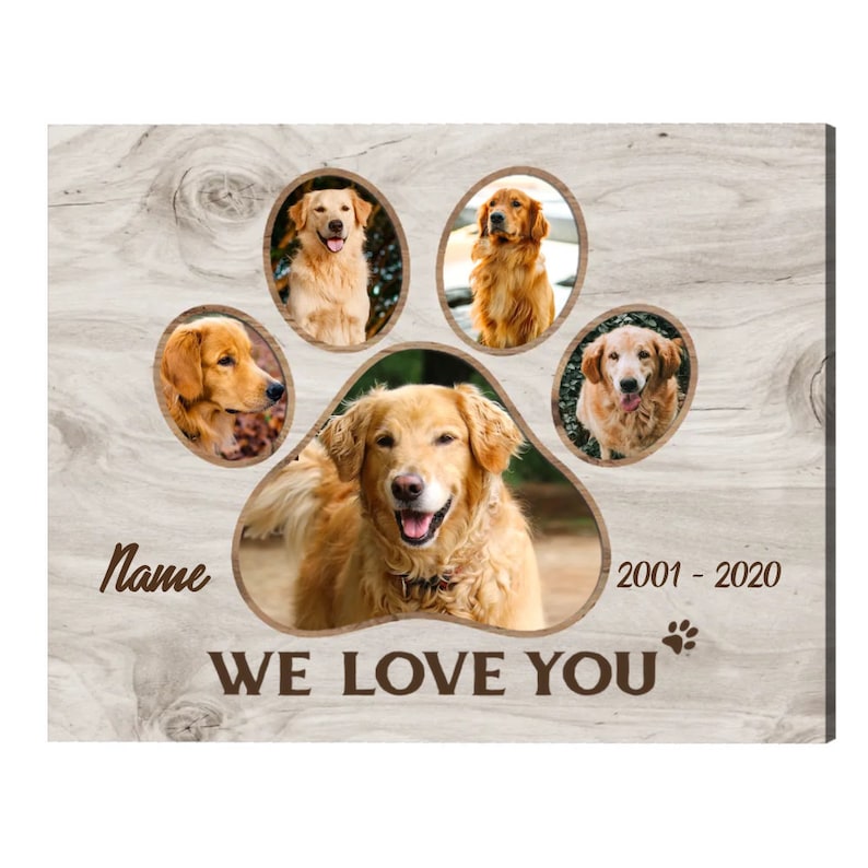 Custom Dog Paw Prints Photo Collage Canvas: Pet Memorial Gifts - Etsy