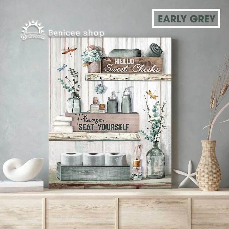Funny Bathroom Canvas Art: Farmhouse Restroom Decor - Etsy