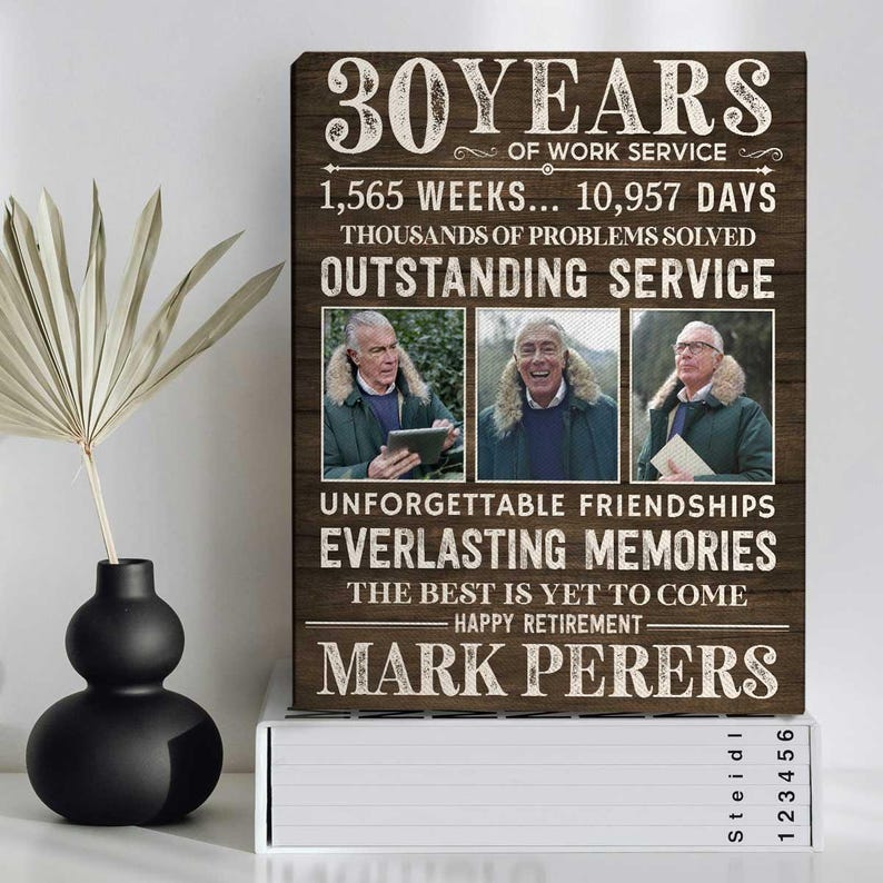 Custom Years of Work Retirement Photo Canvas, Thank You Gifts for ...