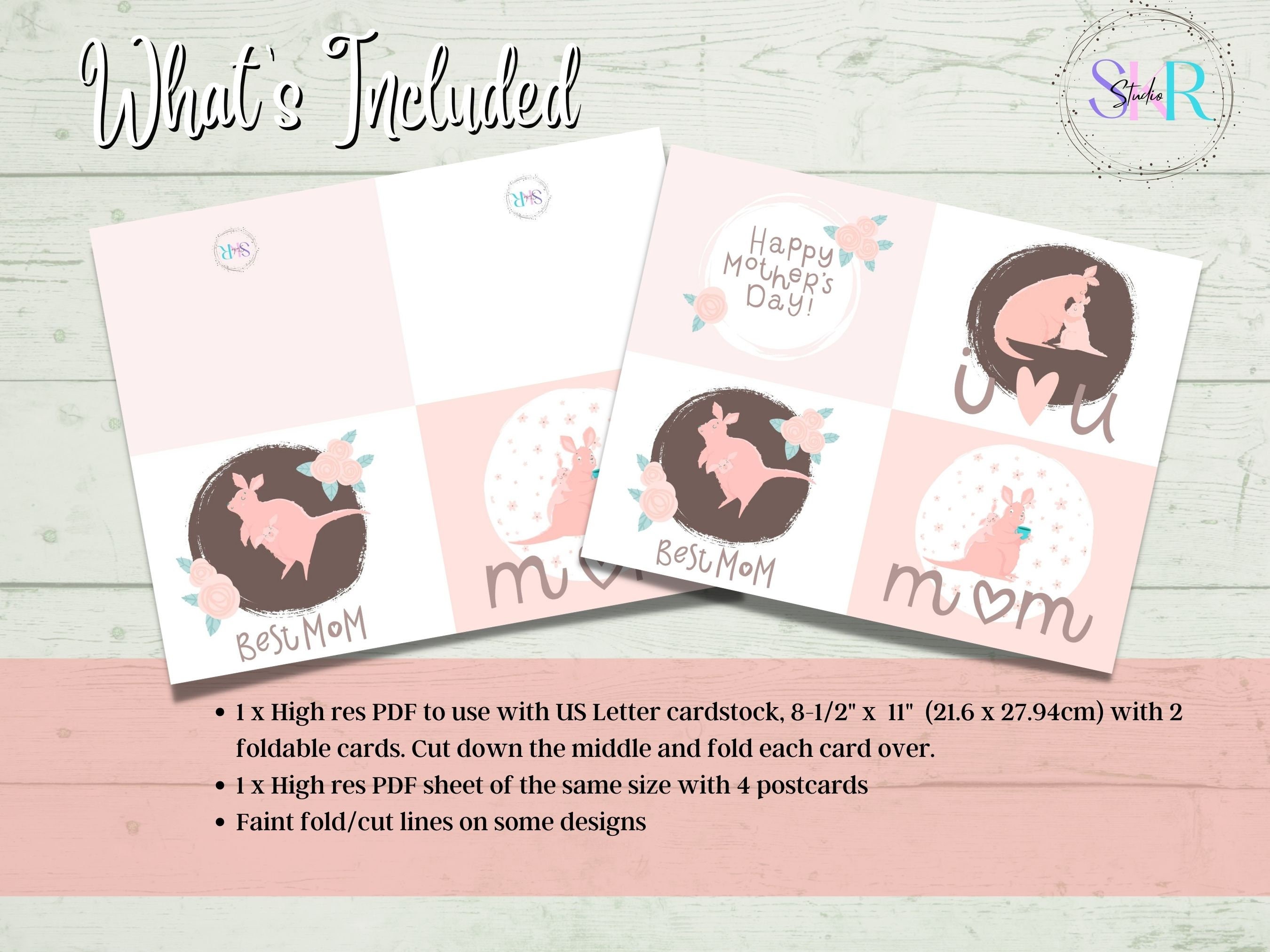 Printable Mother's Day Card Digital Download Cute Kangaroo Card Happy ...