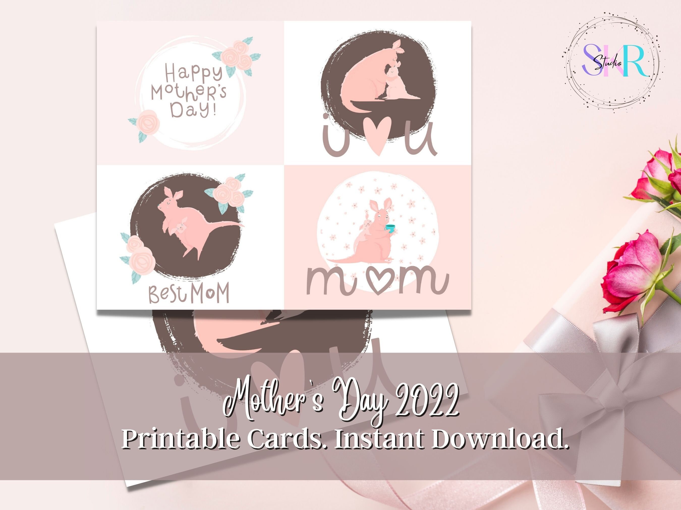 Printable Mother's Day Card Digital Download Cute Kangaroo Card Happy ...