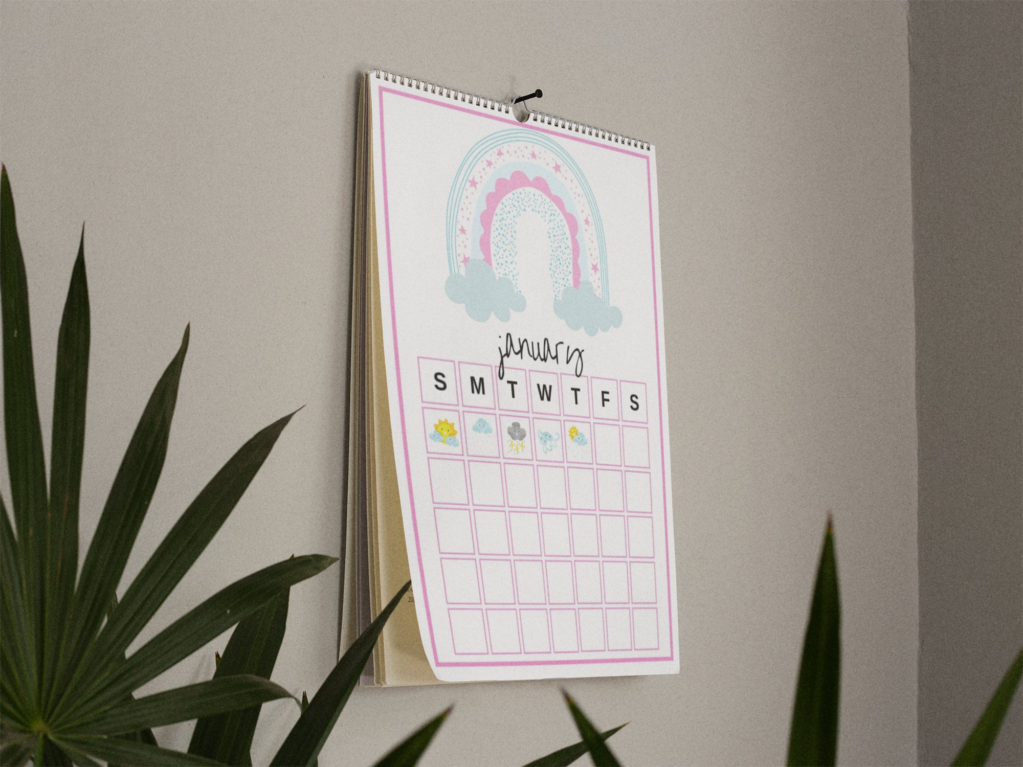 Printable Undated Rainbow Calendar | Digital Download | Instant ...